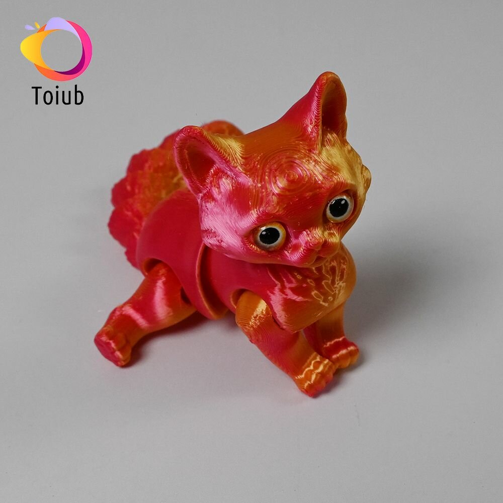 Котята с 3D-принтом и шарнирными хвостами, Антистрессовые игрушки, Розовый, 1 шт