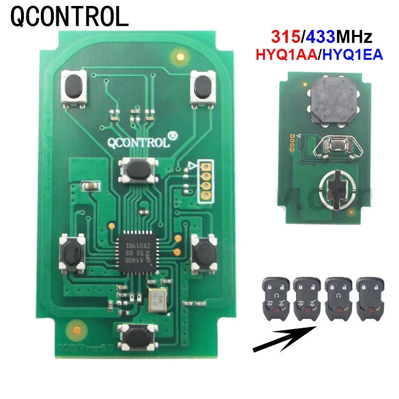 Умный брелок QCONTROL 315/433 МГц ID46 HYQ1AA HYQ1EA для Chevrolet Tahoe Silverado Suburban GMC Terrain Acadia YUKON XL Sierra 433MHz, only board