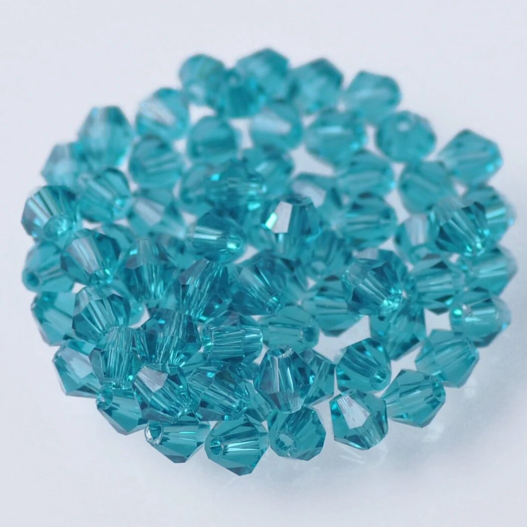 Биконусные граненые стеклянные бусины разных цветов 3-8 мм 8mm 60pcs, Синий, Peacock Blue