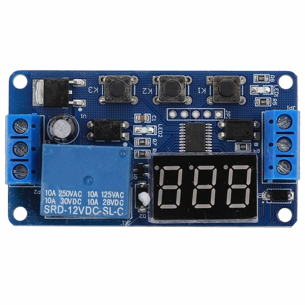 Модуль реле времени с задержкой, 12В, с дисплеем
