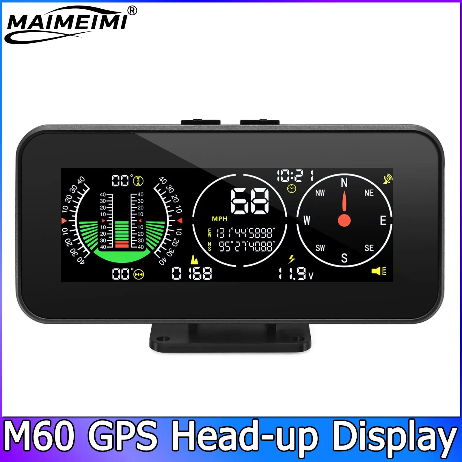 M60 Автомобильный GPS HUD Цифровой Проекционный Дисплей Умный Инклинометр Автоматический Интеллектуальный Датчик Угла Наклона.