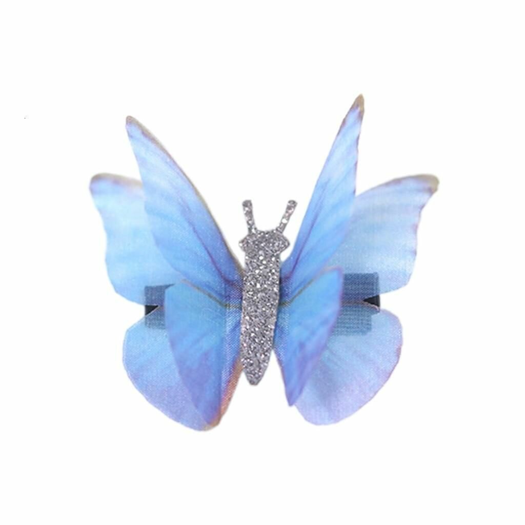 Заколка-бабочка из двухслойного фатина с фантазийной имитацией-E1