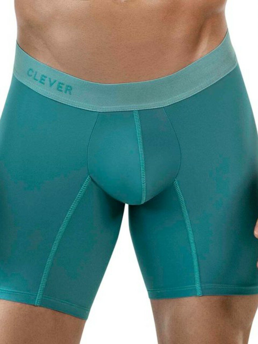 Мужские трусы боксеры зеленые удлиненные Clever Moda AUDAZ LONG BOXER 186810 S (44)