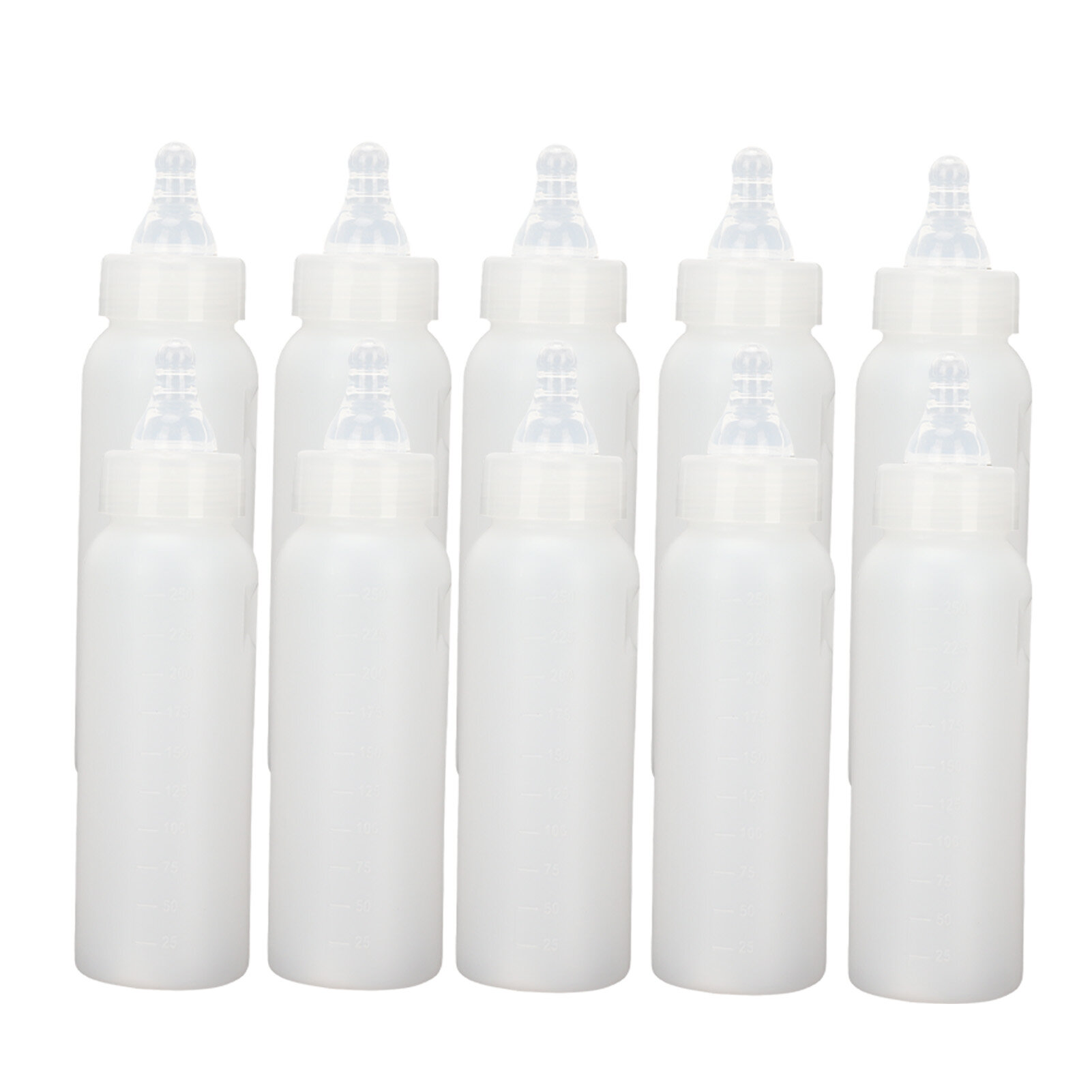 10pcs Small Animal Feeding Bottle Soft Silicone Nipple Thickened Pet Milk with Scale for Pig Cattle Sheep Cat Dog