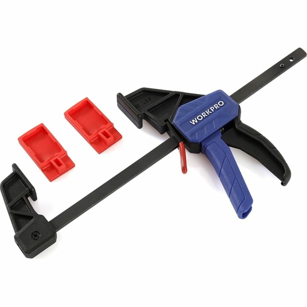 Быстросъемный мини зажим для штанги WORKPRO 100 мм, 2 шт. WP201016, древесины, надежной