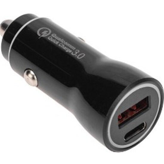 Автомобильное зарядное устройство Rexant Quick Charge USB-A (3.0) + USB Type-C (PD) 38W черная