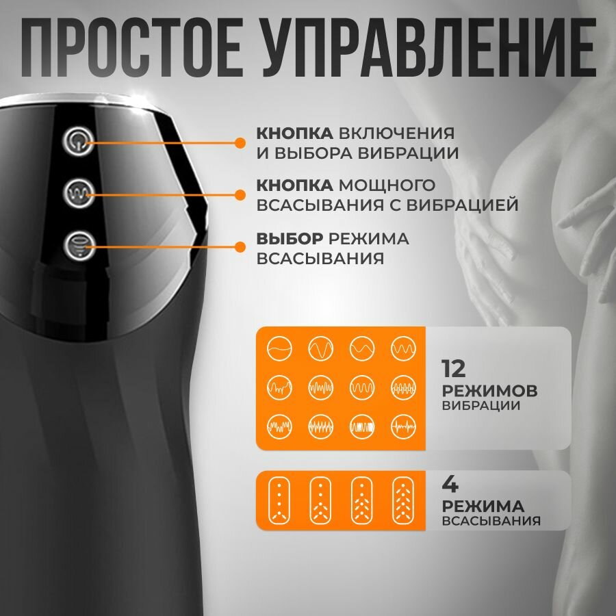 Мастурбатор мужской POSY автоматический, 12 режимов вибраций, с вагиной и ротиком, товары для взрослых и секс игрушки для мужчин, 18+