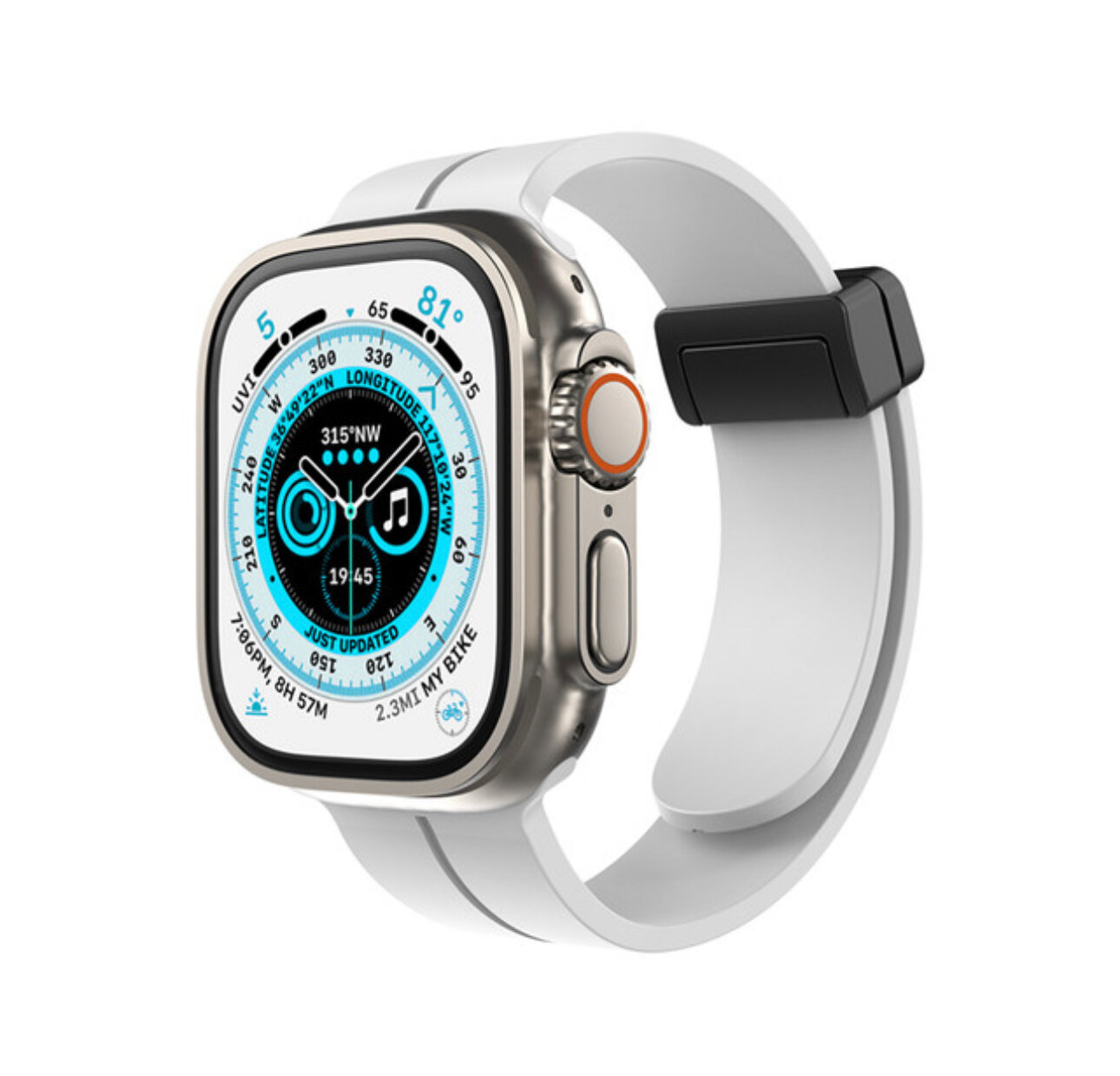 Силиконовый ремешок для Apple Watch 44-45-46-49 mm магнитный(белый)