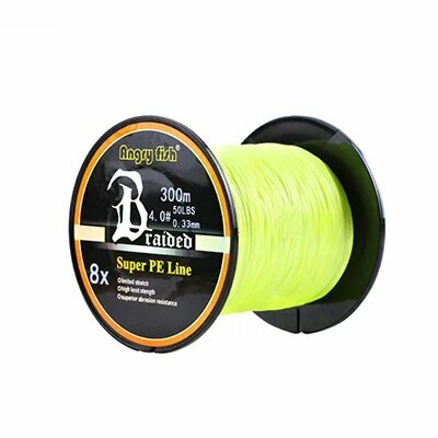 Angryfish плетенная рыболовная леска 8 нитей Зеленый, 0.15MM-18LB, Yellow