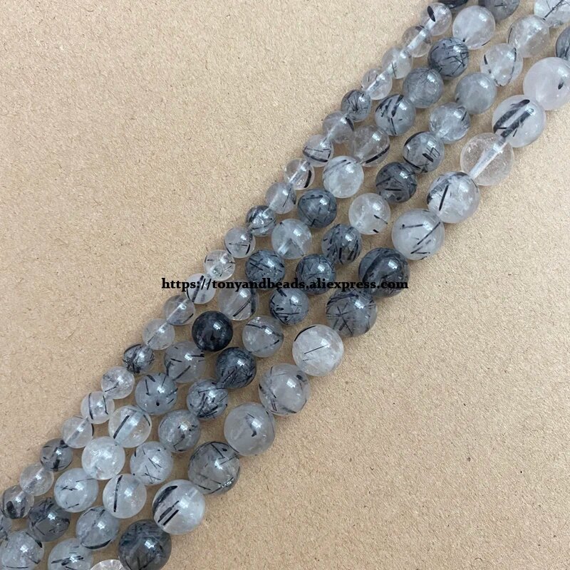 Черные рутилированные кварцевые бусины Tony and Beads 6 8 10 мм 10mm 36 to 38pcs