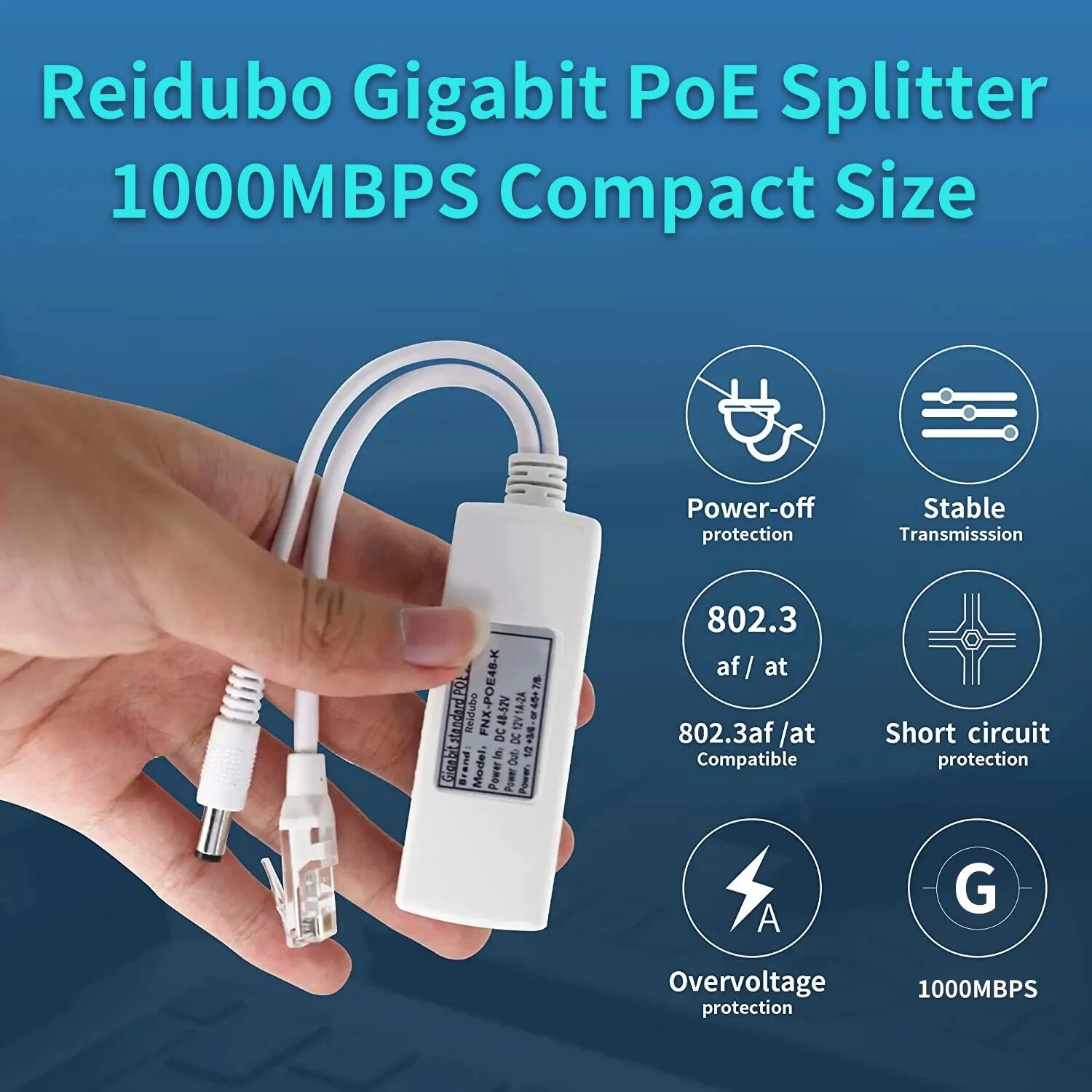 Gigabit PoE Splitter Adapter 12V 2A — фото 1