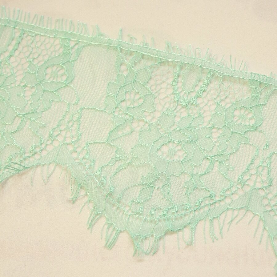 Изысканное шантильи: Кружево реснички , 110 мм, 9м(3шт*3,14м), цвет мята
