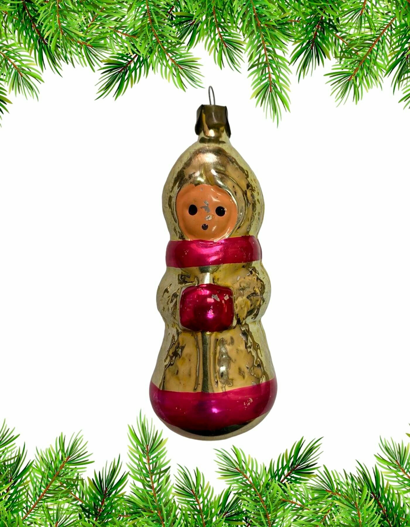 Игрушка на елку Девочка с муфтой Винтаж из СССР