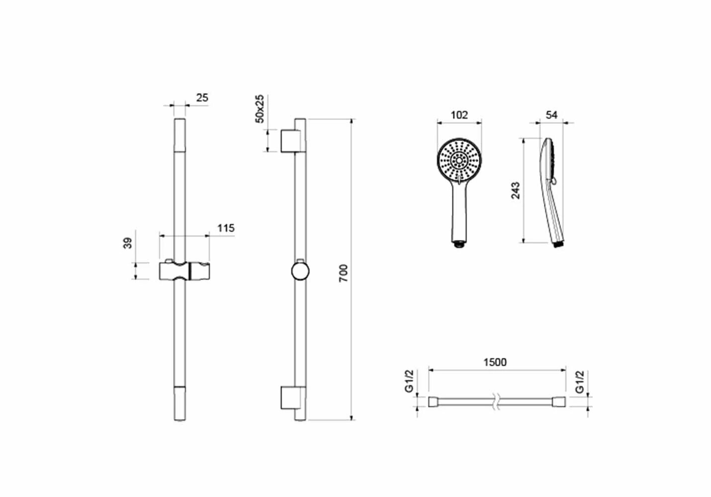 Душевой гарнитур Aquatek бетта 3jet 65 см AQ2017CR