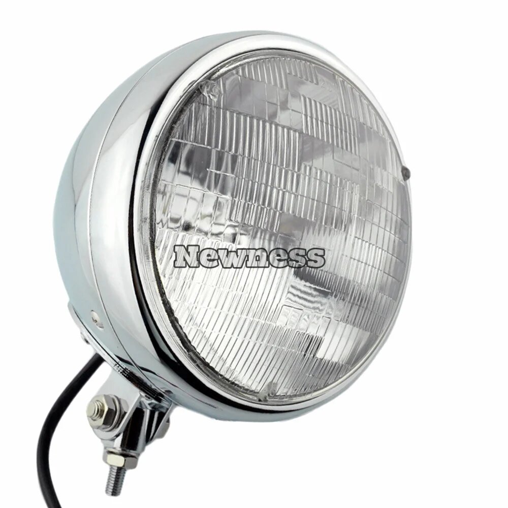 7-дюймовая нижняя фара для мотоцикла, универсальный индивидуальный прожектор 10 мм для Suzuki Harley Honda Yamaha Cafe Racer, ретро-фара Серебряный, Chrome Clear Lens