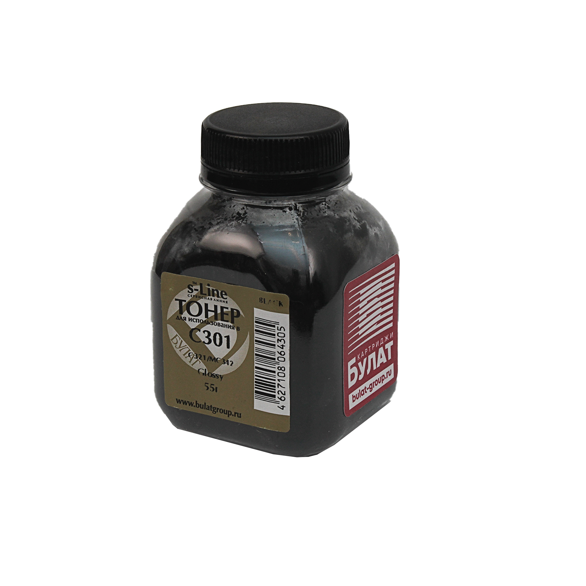 Тонер булат s-Line 44973544 (Glossy) для Oki C301, C321, MC342 (Чёрный, банка 55 г)