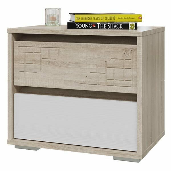 Тумба прикроватная Мальта 4-0915 МДФ, цвет дуб сонома/рамух белый