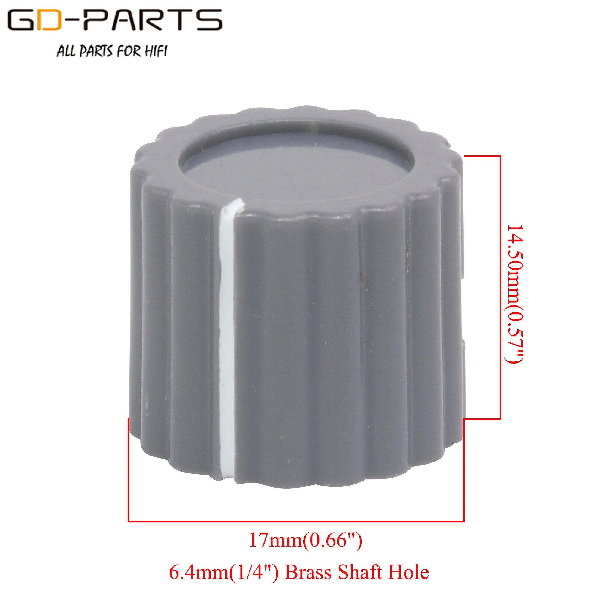 Ручка потенциометра GD-PARTS, 6.4 мм, серая