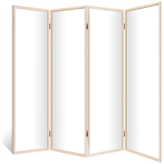 Ширма перегородка Декор Депо для комнаты деревянная "Без картинки" 4 створки кремовый дуб 176х185 см 14 кг