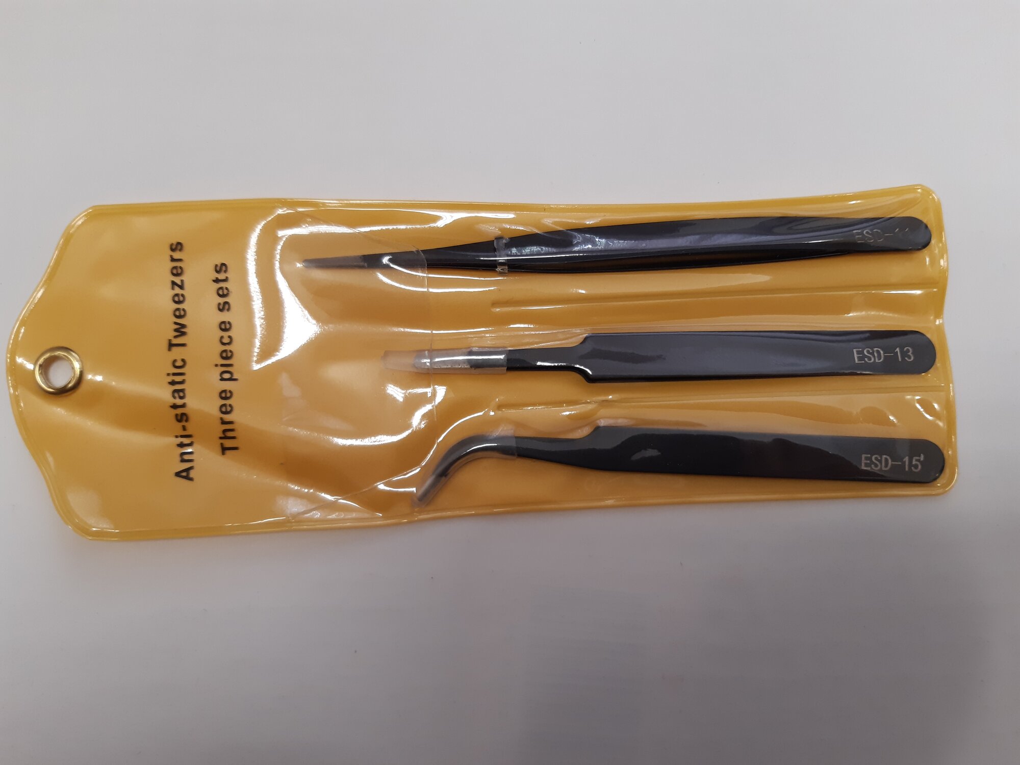 Набор из 3-х пинцетов ESD-11-13-15 в пакете (сталь 0,8 мм)
