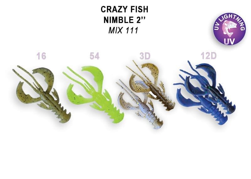 Силиконовые приманки Crazy Fish Nimble 2" 50-50-M111-6-F кальмар, плавающие