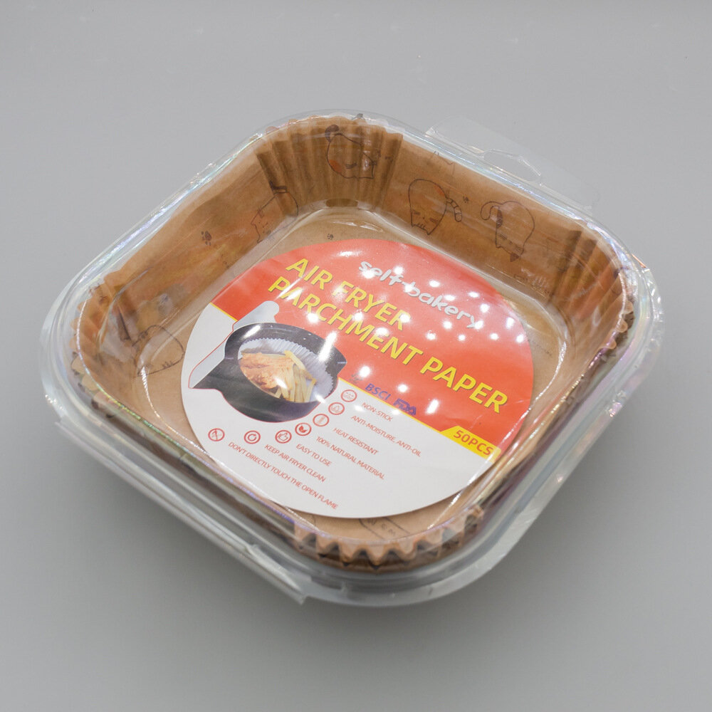 Триангулярные бумажные поддоны для фритюра, антижелезистые, абсорбирующие масло, для выпечки, духовки, барбекю, силиконовое масляное бумага с кошачьим узором, квадратные, 20 см, 50 штук, коричневые