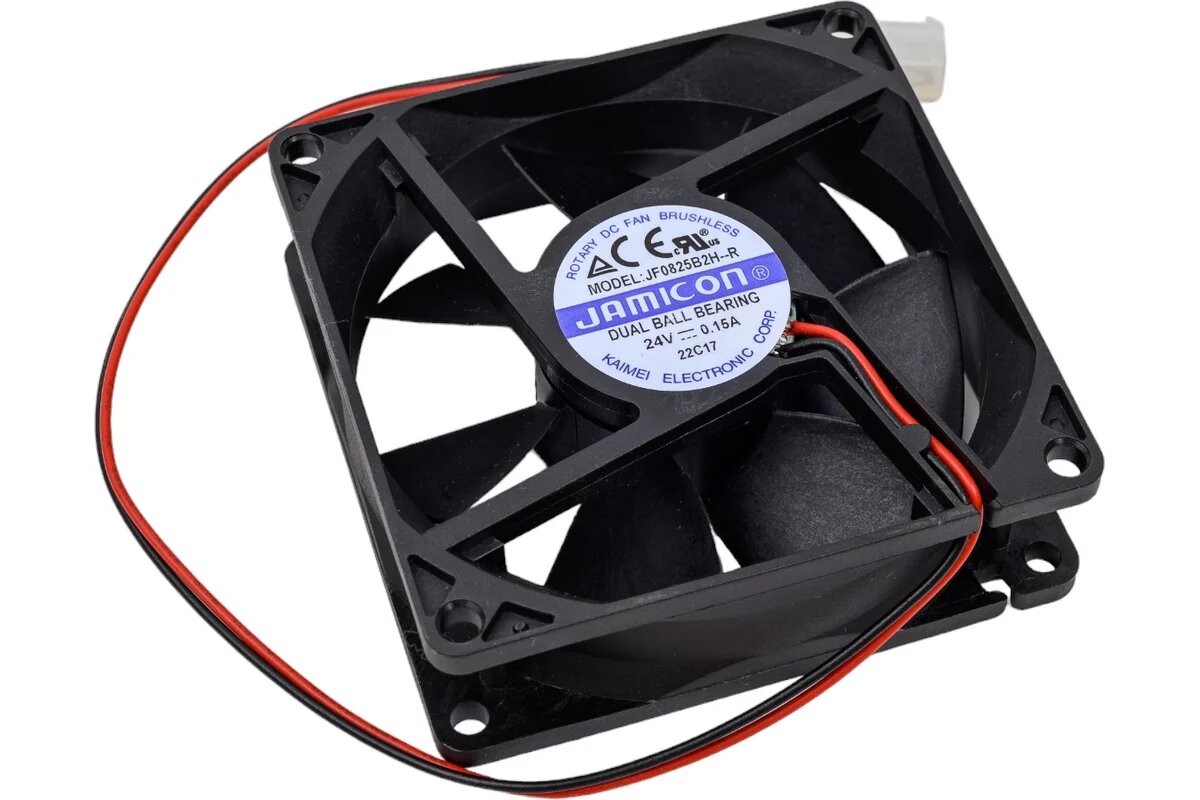 JAMICON JF0825B2H-R 24V 80x80x25 B-подшипник CFM38.74 dBA31 MOLEX5239-2(PHU-2) C00034854