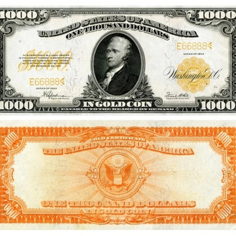 1000 долларов 1922 года США, сувенирная копия, банкноты и купюры редкие коллекционные