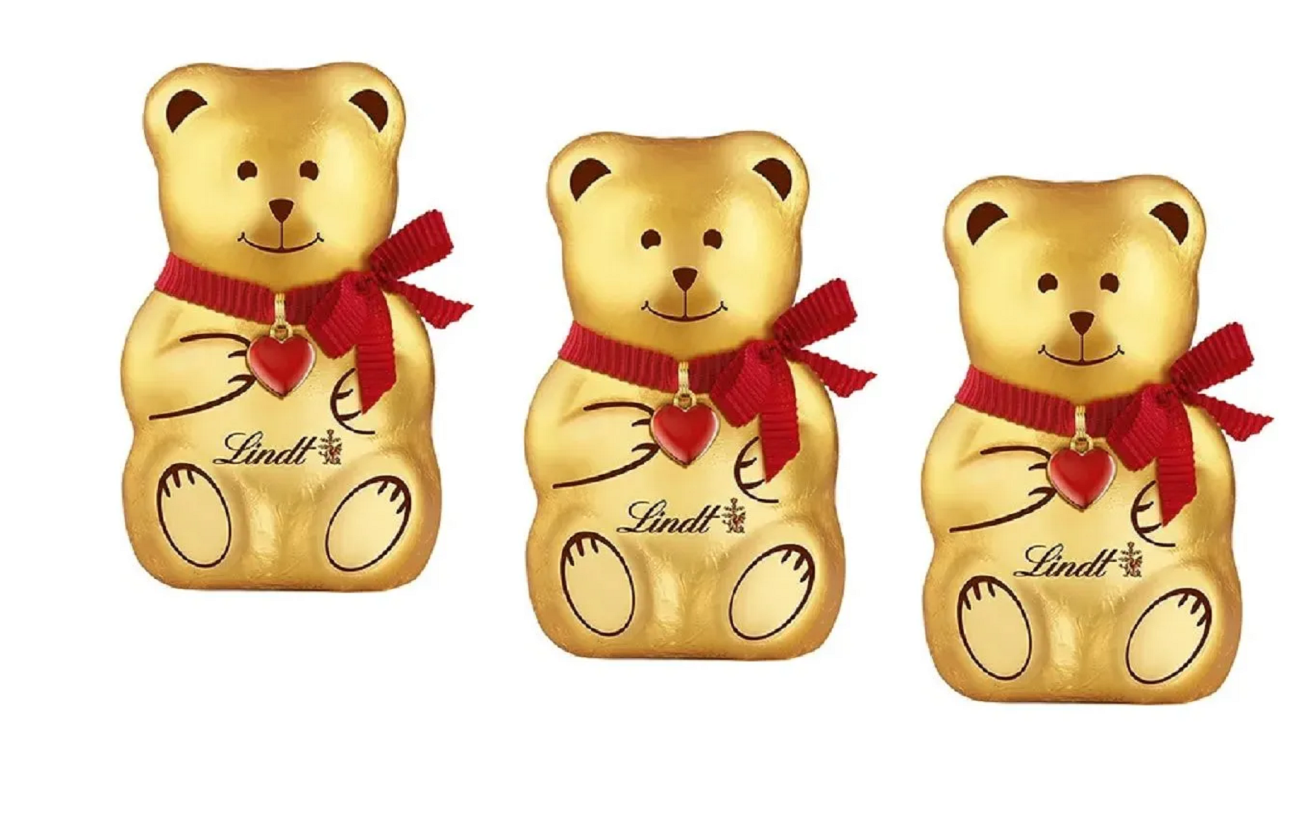 Набор шоколадных мишек Lindt Gold Teddy, (3 шт. х 100 гр.)