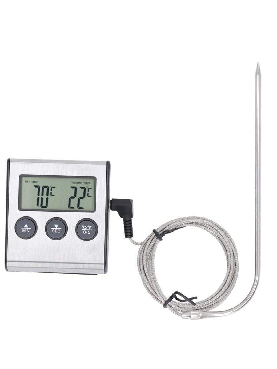 Цифровой термометр для мяса с зондом, таймер заданной температуры для духовки, кухни, гриля, приготовления пищи, точные показания, простота в использовании