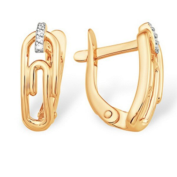 Серьги, красное золото, 585 проба, фианит
