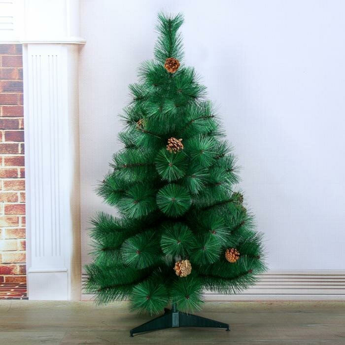Искусственная елка Зимнее волшебство Кедр зеленый шишки 90 см, 57 веток, пластиковая подставка (701405)