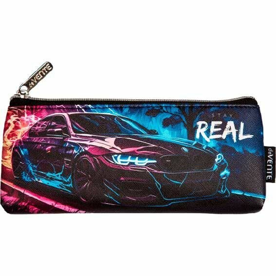 Пенал-косметичка deVENTE 210х80х35, "Stay Real" треугольный, антивандальный, кожзам (7026435)