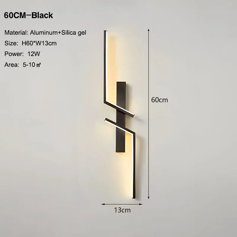 Светодиодные настенные светильники с длинной полосой для Черный, Neutral Light, B Black 60cm