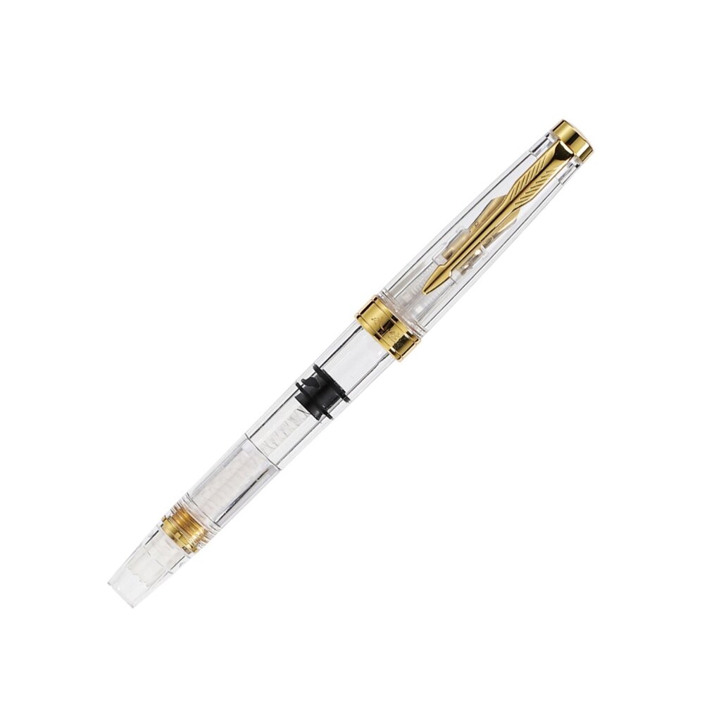 Поршневая прозрачная авторучка большой емкости gold circle fountain pen