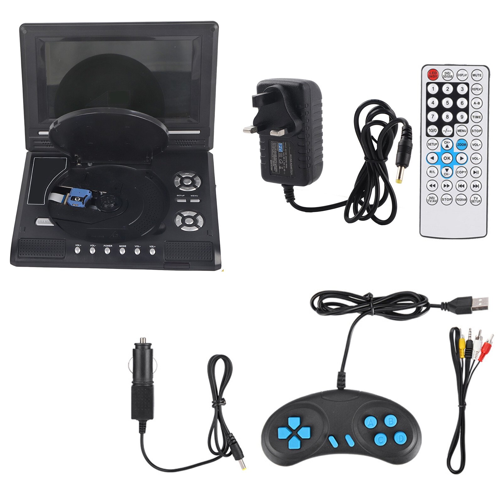 7 -дюймовый портативный DVD -плеер поворот экрана.