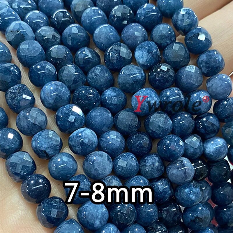 Бусины камешки лапис-лазури черный агат бирюза YWROLE Темно-синий, 1 strand, 7-8mm sapphire color