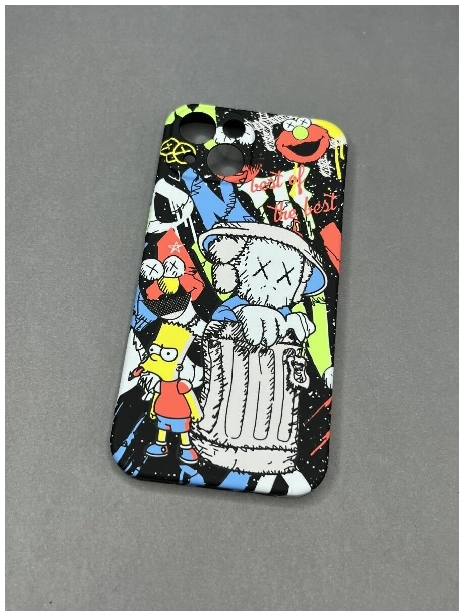 Чехол на iphone 14 , защитный кейс Luxo на айфон 14 кавс , soft-touch , с флуоресцентным рисунком Kaws