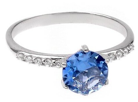 Кольцо, серебро, 925 проба, родирование, фианит