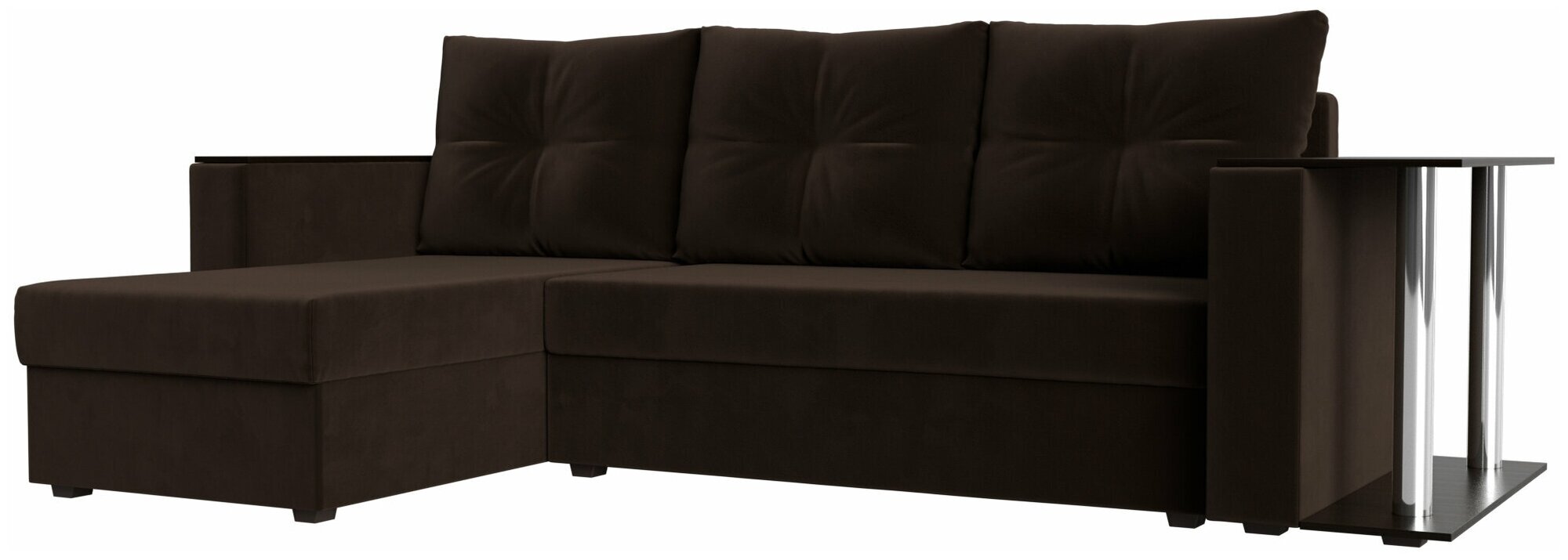 Диван угловой Атланта Лайт левый угол, микровельвет коричневый