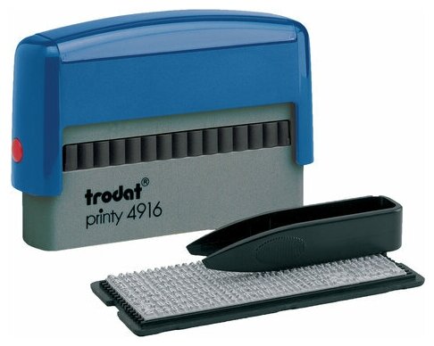Штамп самонаборный 2-строчный, размер оттиска 70×10 мм, синий без рамки, TRODAT 4916DB, кассы В комплекте