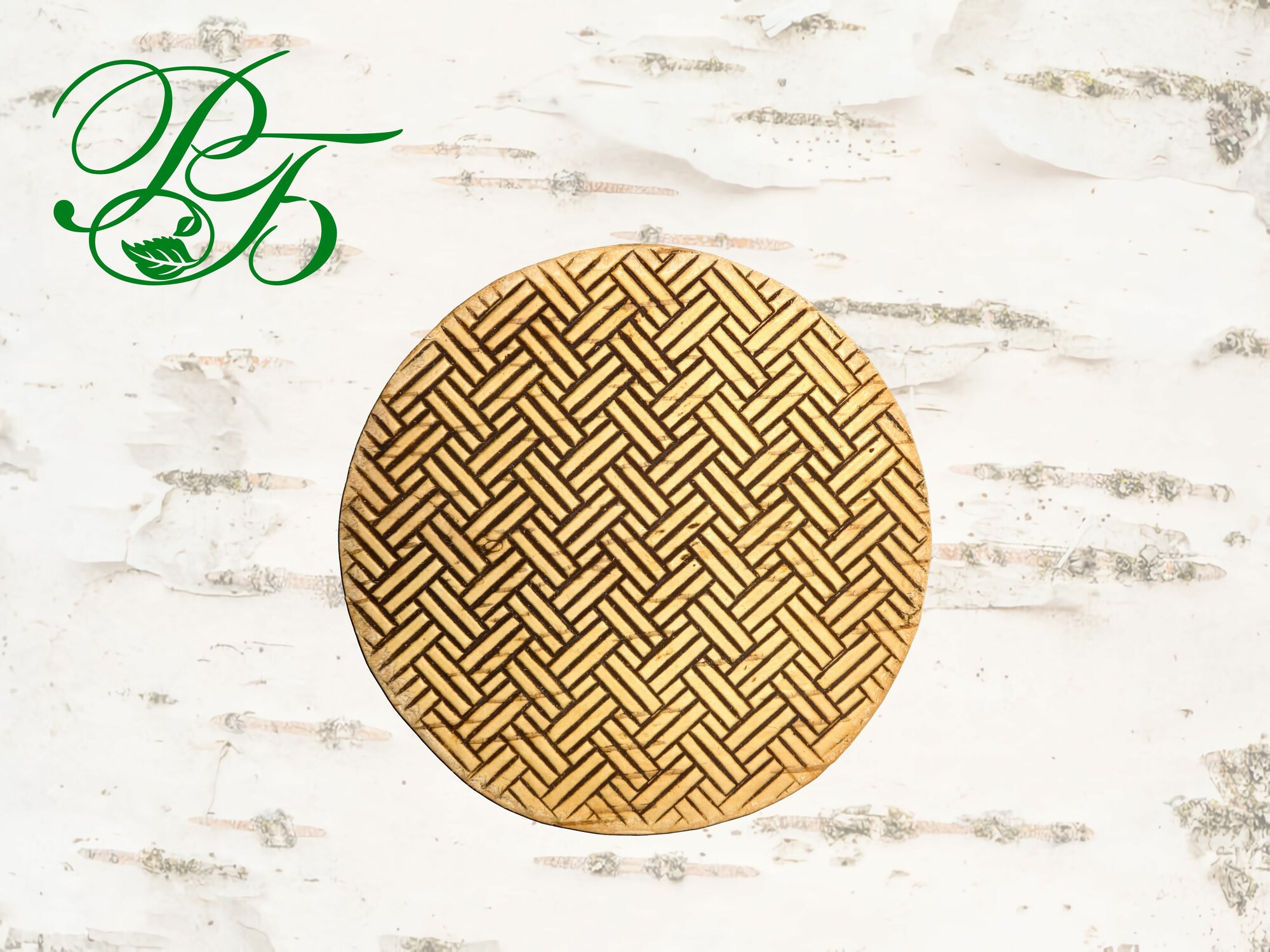 Подставка под горячее из бересты, тиснение "Плитка", ручная работа