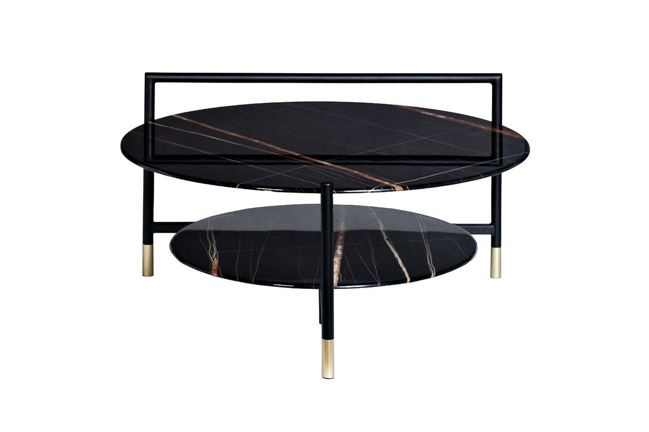 Стол журнальный Garda Decor 30B-872 BL Стол журнальный d80*45 с полкой, черный арт. 30B-872 BL