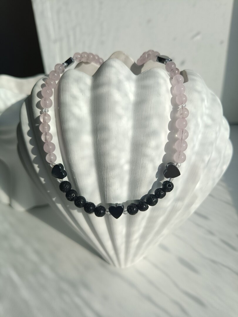 Чокер, розовый кварц, стекло