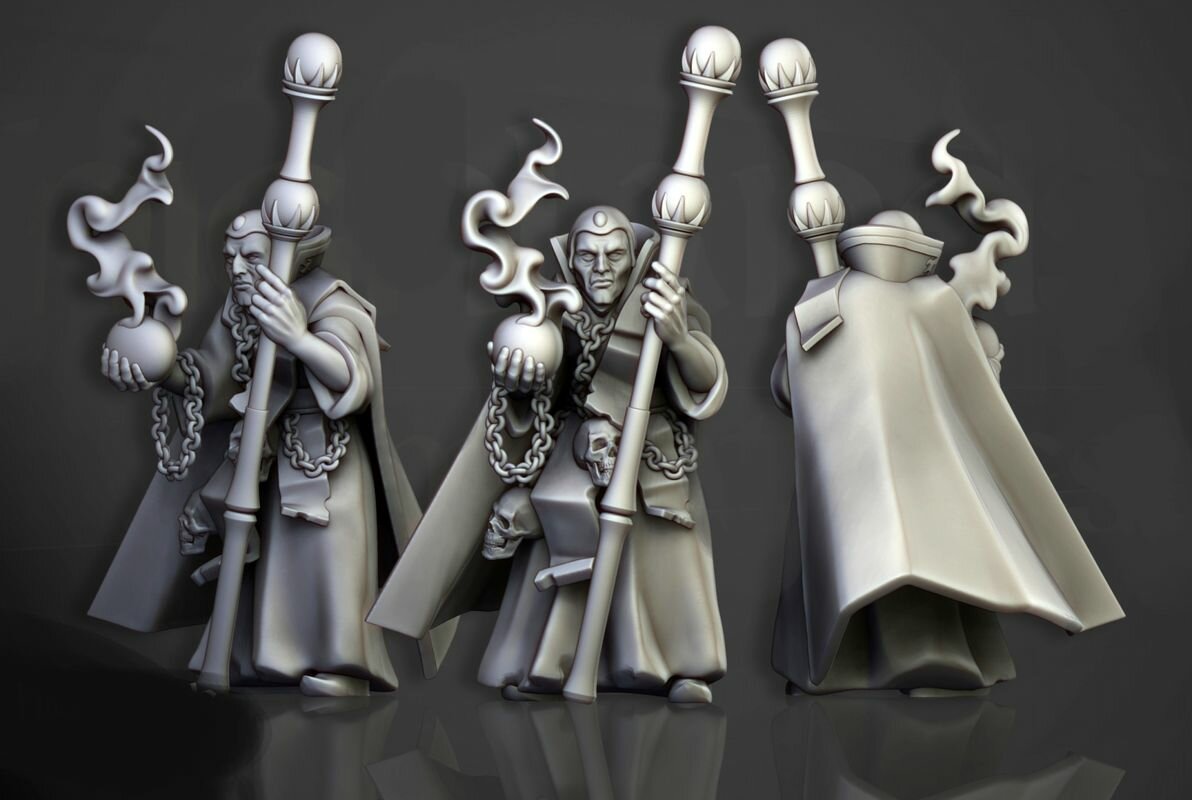 Некромант Чернокнижник, Волшебник, Маг человек миниатюра для DnD (ДнД) и других Настольных игр (НРИ, Варгеймов или РПГ), фентези тематика