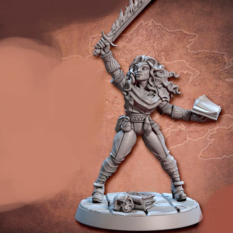 Маг Огня, Ведьма, Волшебница, Колдун человек миниатюра для DnD (ДнД) и других Настольных игр (НРИ, Варгеймов или РПГ), фентези тематика