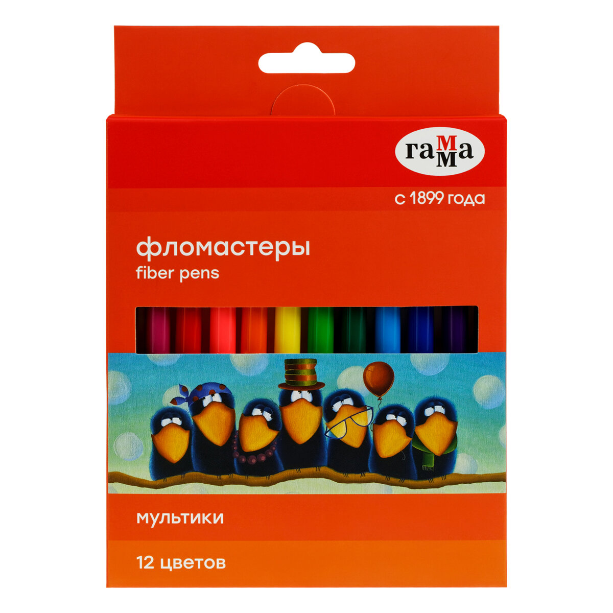 Фломастеры гамма Мультики 12 цветов смываемые