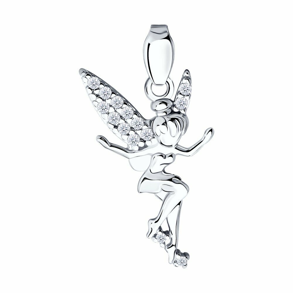 Подвеска, серебро, 925 проба, родирование, фианит