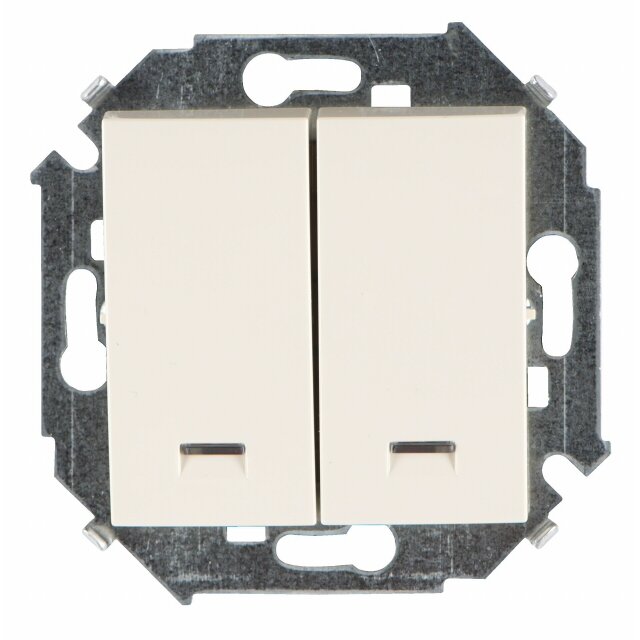 SIMON 2-клавишный выключатель серия 15 с индикатором слоновая кость монтаж в коробке