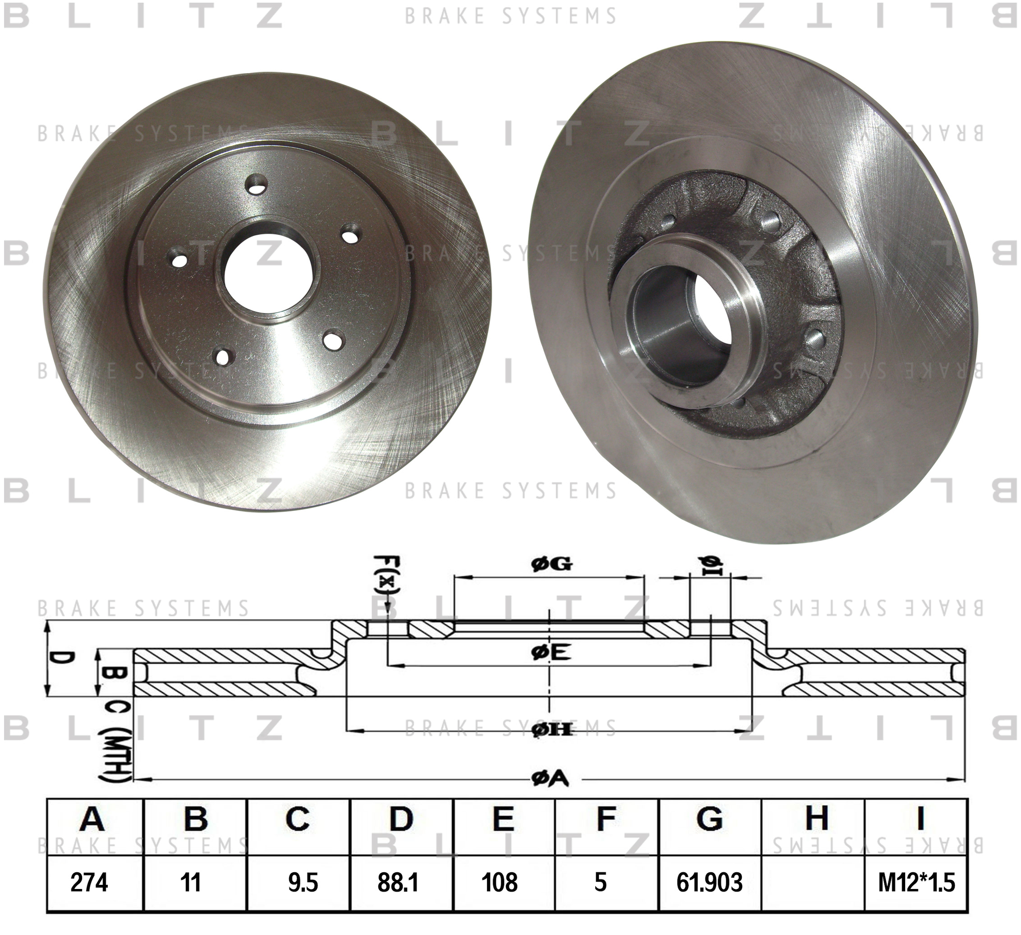 BLITZ BS0321 диск тормозной Renault (Рено) Kangoo (Кангу) 05-